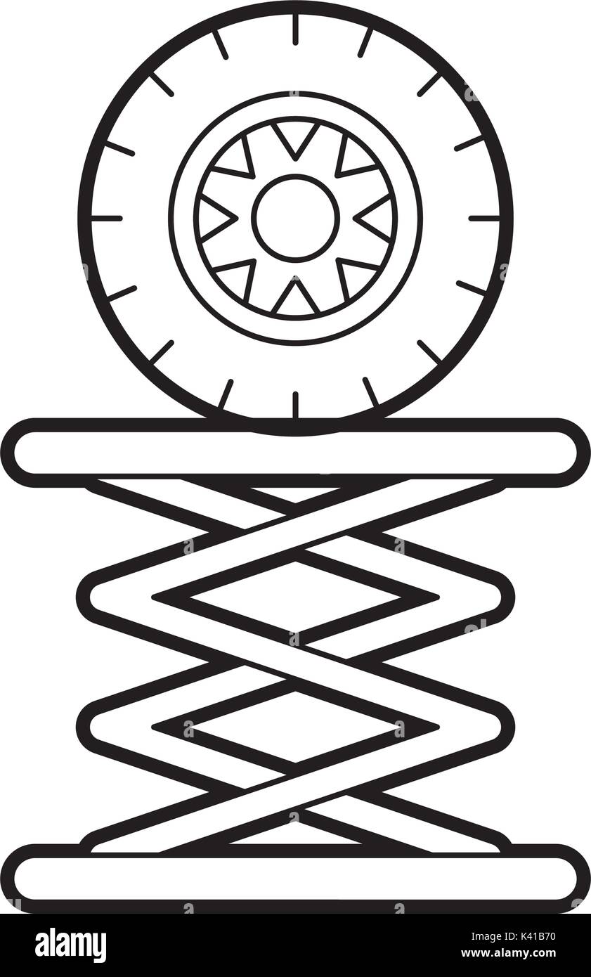 tire car in hydraulic platform mechanical engine Stock Vector Image ...