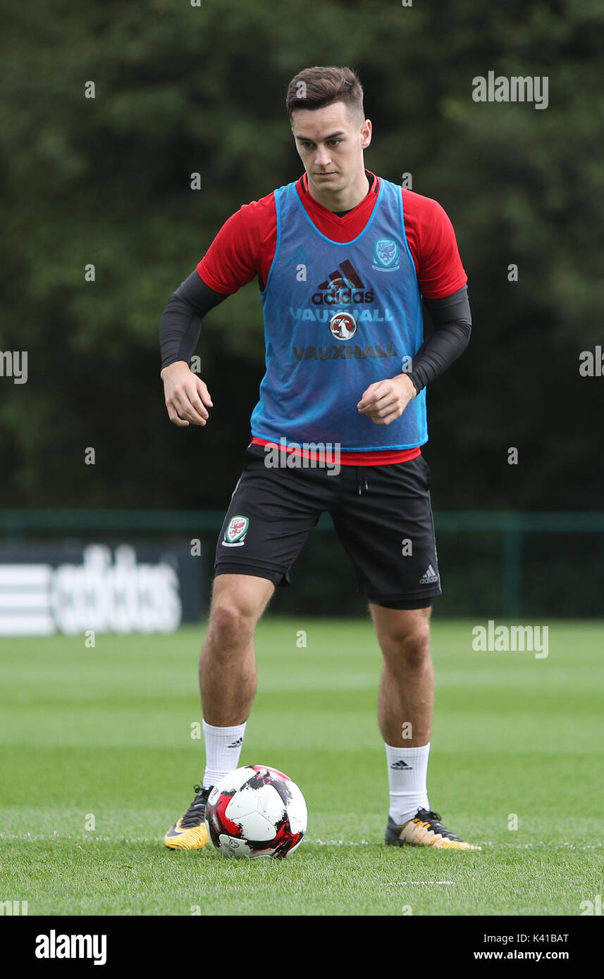 Wales' Tom Lawrence during a training session at The Vale Resort ...