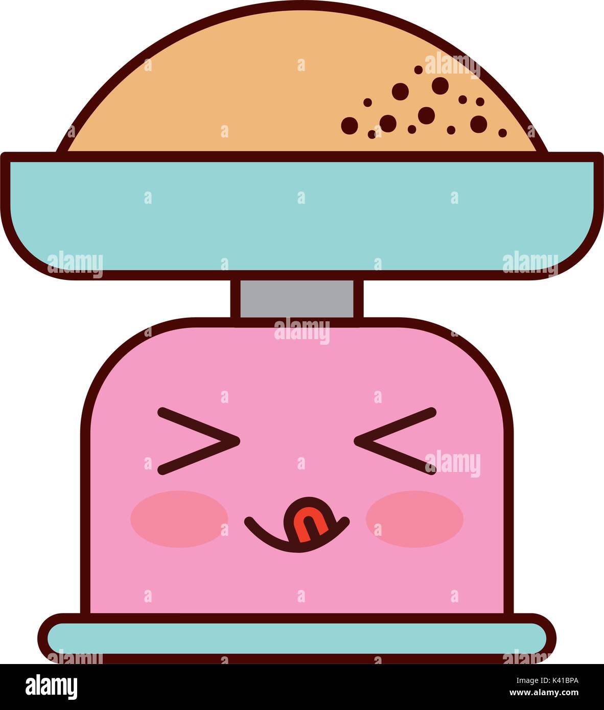 kawaii kitchen weight scale with flour measure Stock Vector Image & Art ...