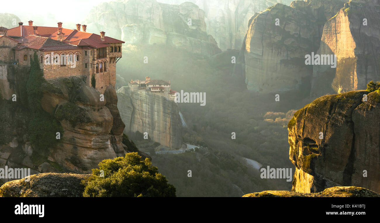 Impressive Meteora monasteries,panoramic view,Greece Stock Photo - Alamy