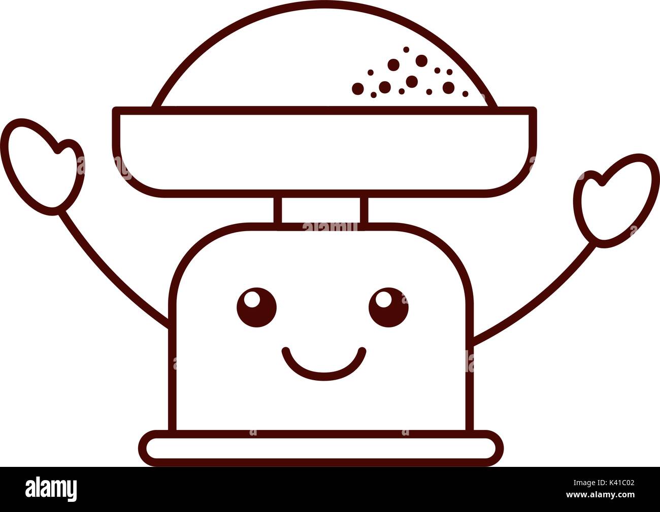 cartoon weight scale flour character kawaii Stock Vector Image & Art ...