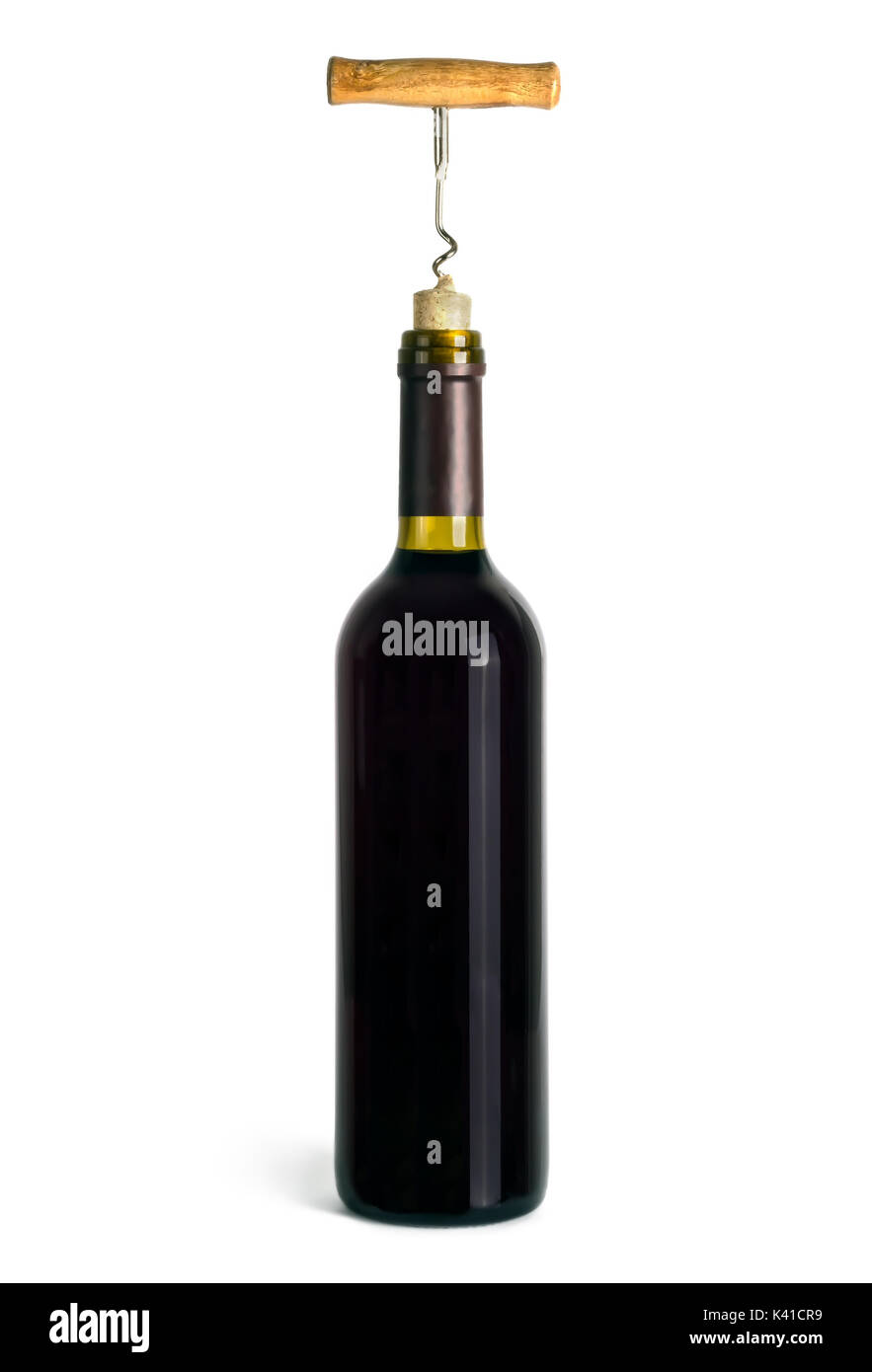 Open bottle of red wine on a white background Stock Photo - Alamy