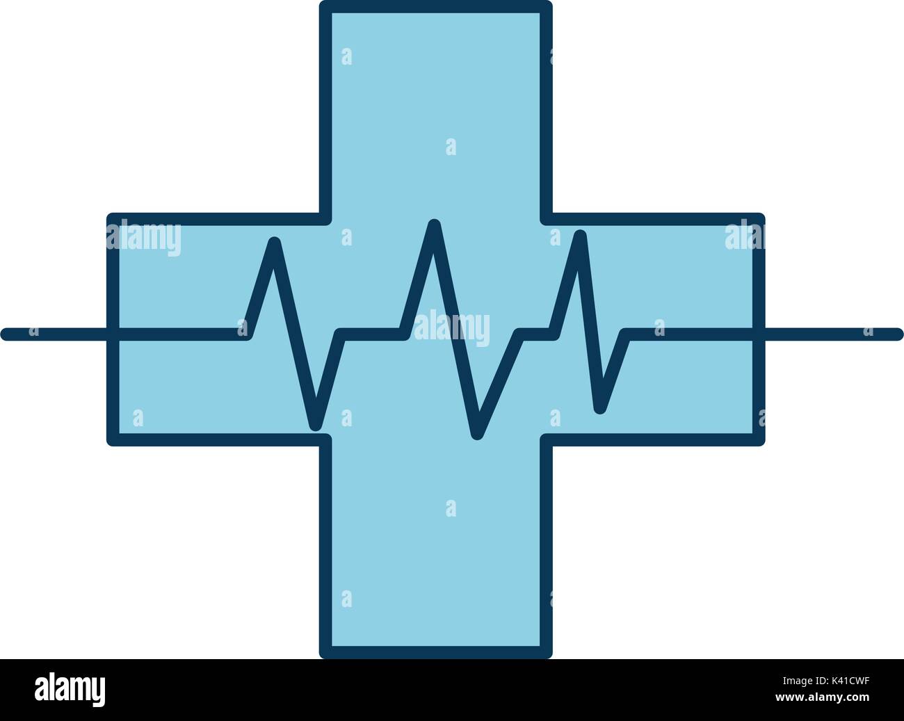 medical cross with heart beat healthy Stock Vector Image & Art - Alamy