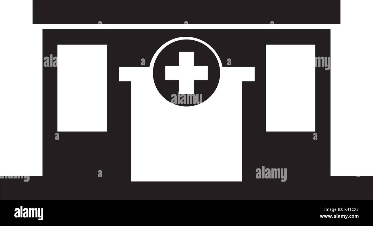 hospital building medical center front view icon Stock Vector Image ...