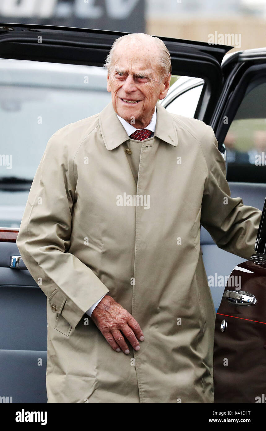 The Duke of Edinburgh arrives along the Queensferry Crossing during the ...