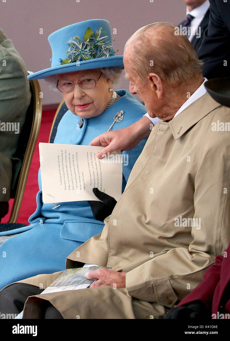 Queen Elizabeth II and the Duke of Edinburgh on the Queensferry ...