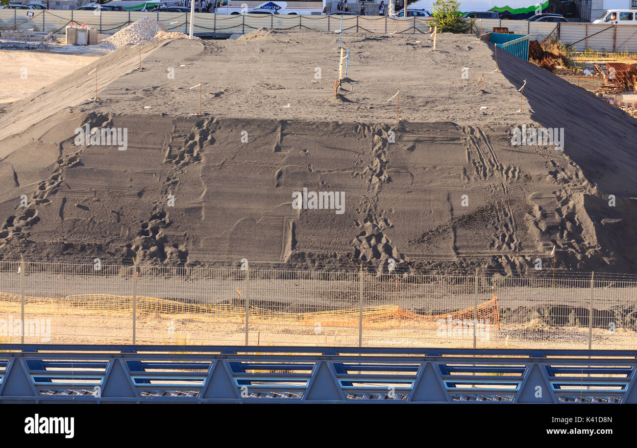 Huge Pile of Sand as Building Foundation at construction site Stock ...