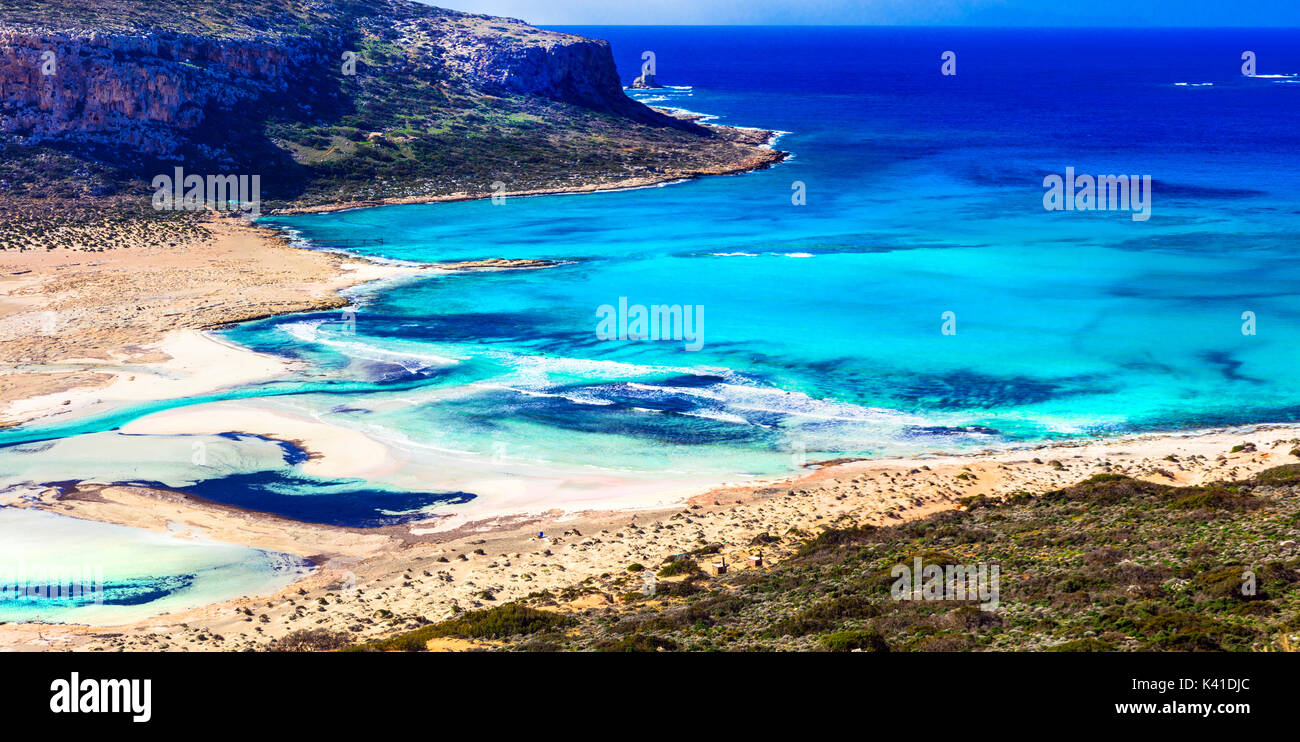 One of the most beautiful beaches of Greece - Balos bay in Crete island ...