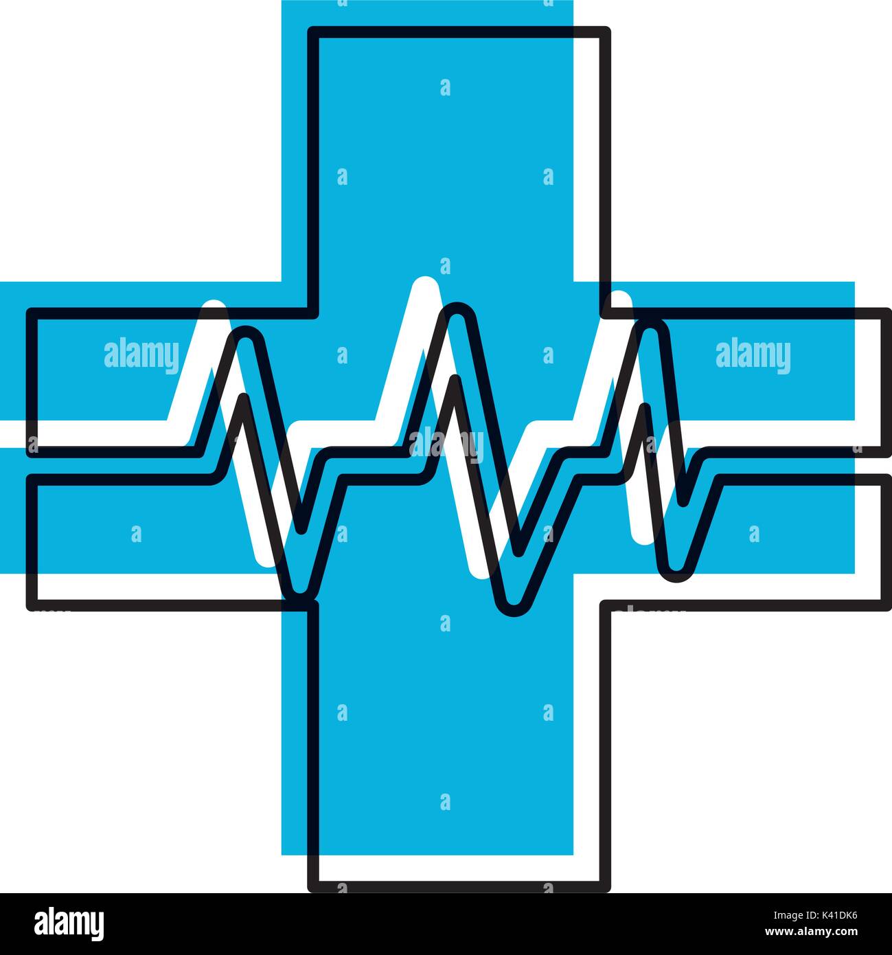 Blue line heart cross icon hi-res stock photography and images - Alamy