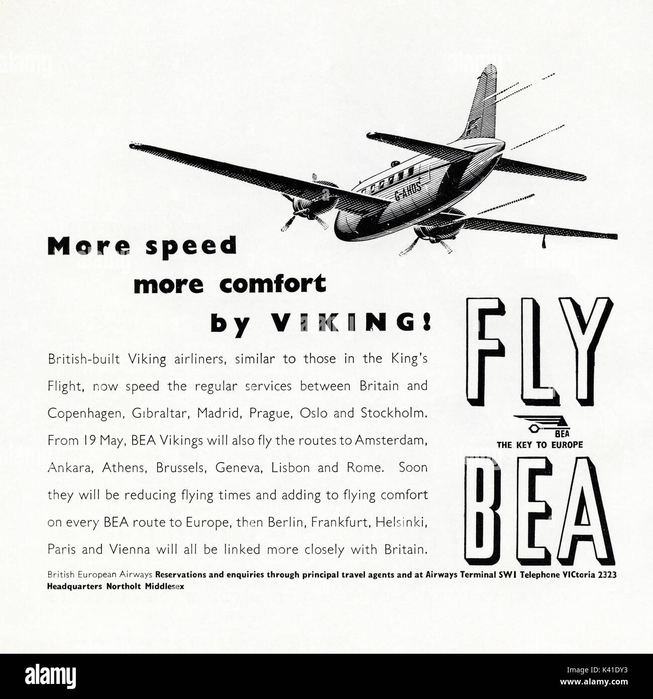 1940s old vintage original advert advertising BEA British European ...