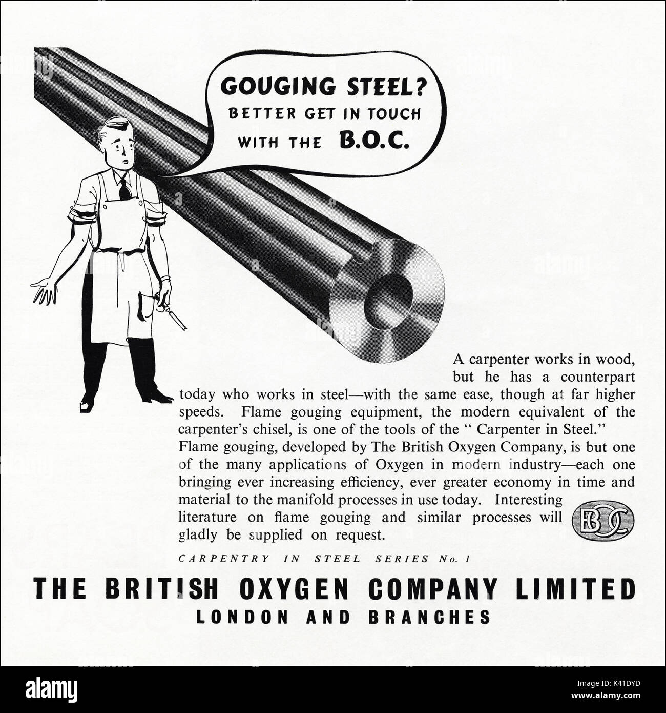 1940s old vintage original advert advertising BOC British Oxygen ...