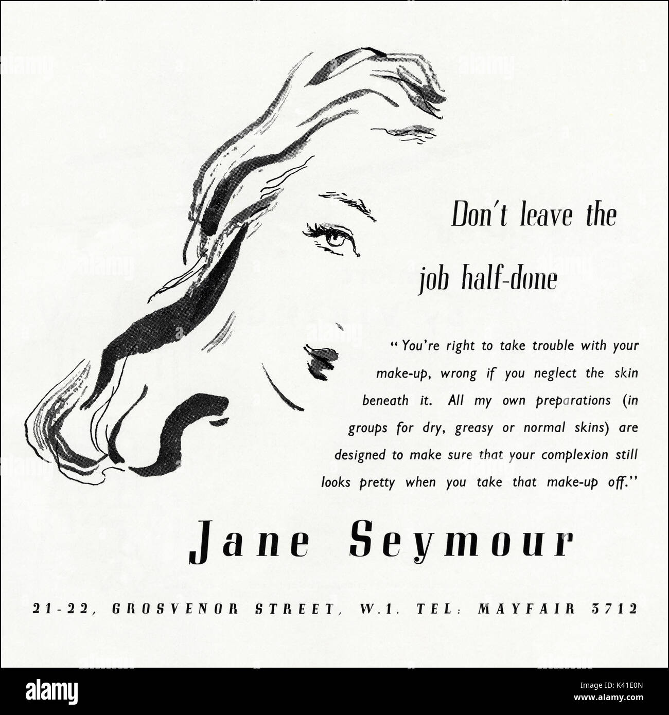 1940s old vintage original advert advertising Jane Seymour skin ...