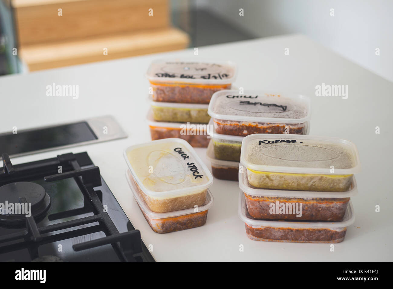 Tubs of Homemade Frozen Food Stock Photo - Alamy