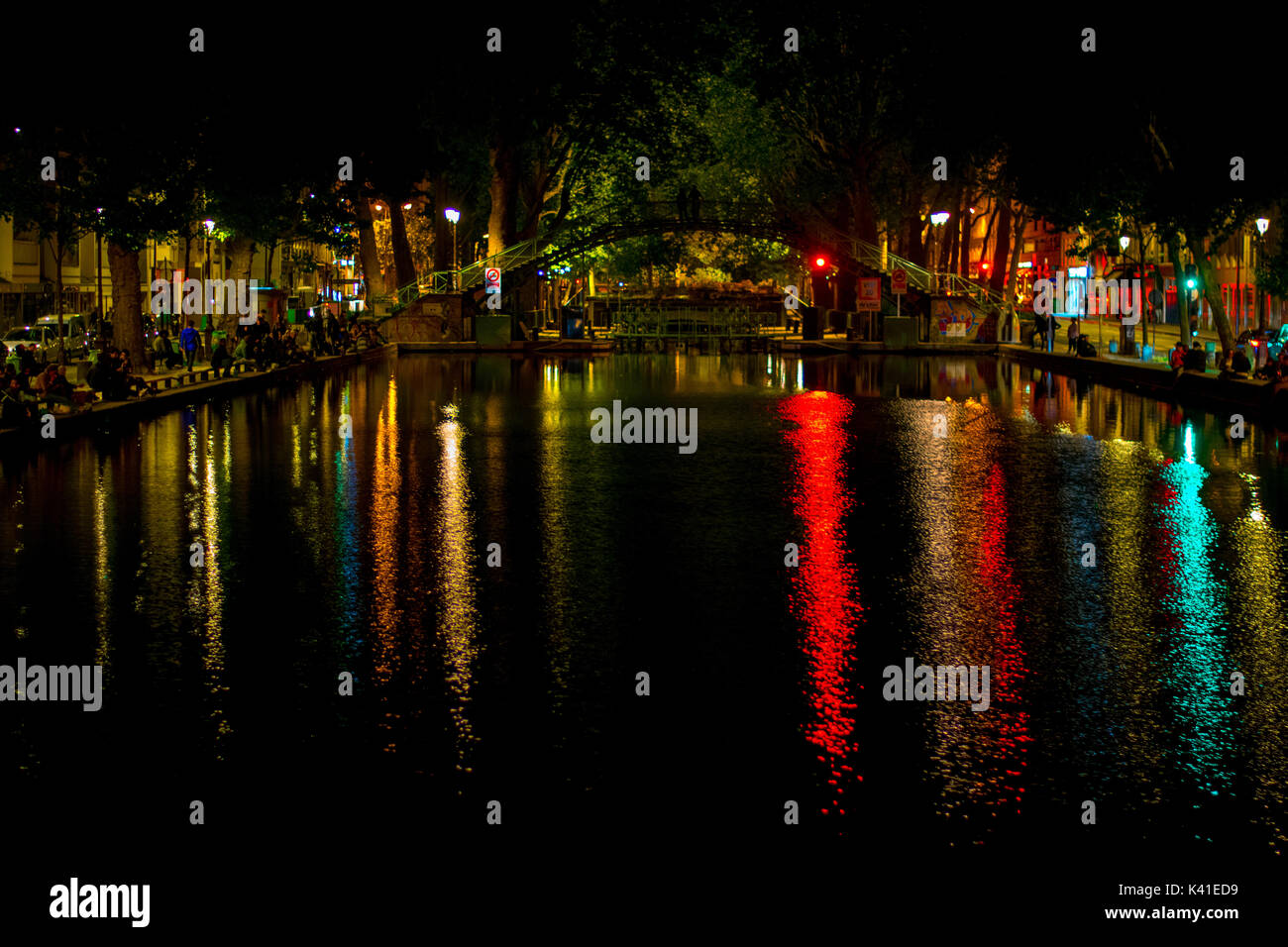 Beautiful Reflection of lights in the canal Stock Photo - Alamy