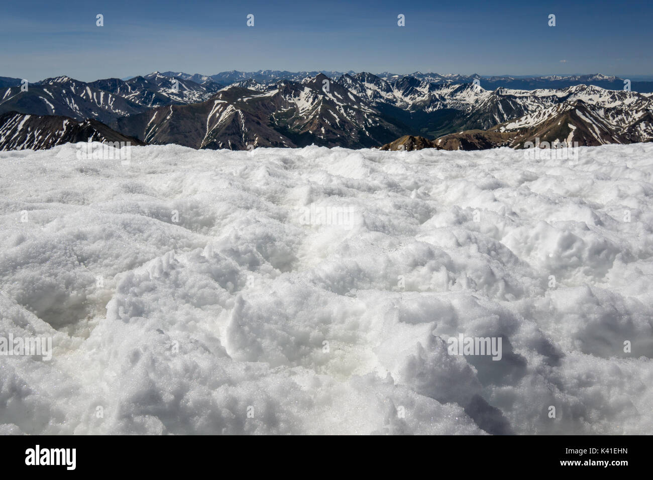 Springtime in the Rocky Mountains. From the summit of La Plata Peak ...