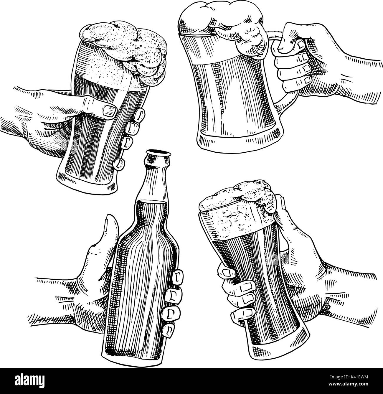 Illustration beer in hand Stock Vector Images - Alamy
