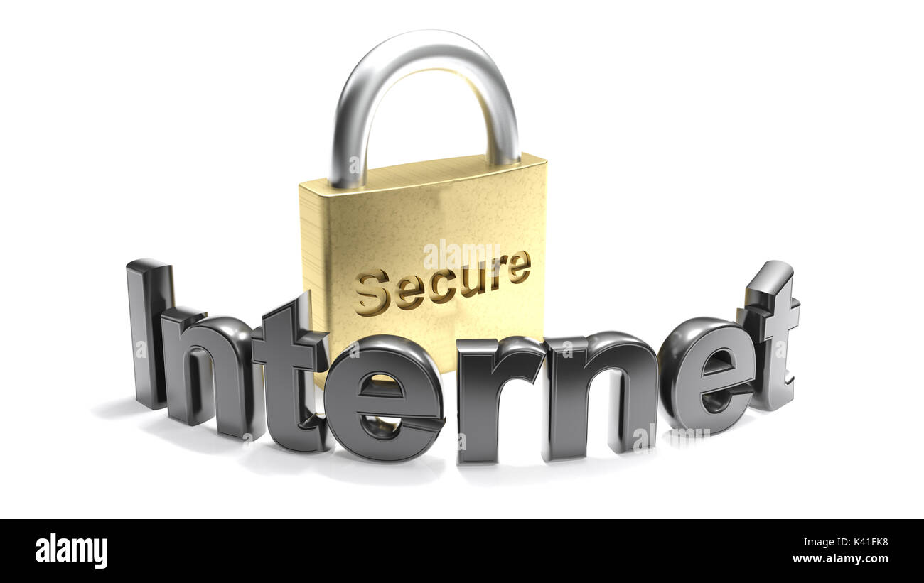 Secure internet with padlock - 3D rendering Stock Photo - Alamy