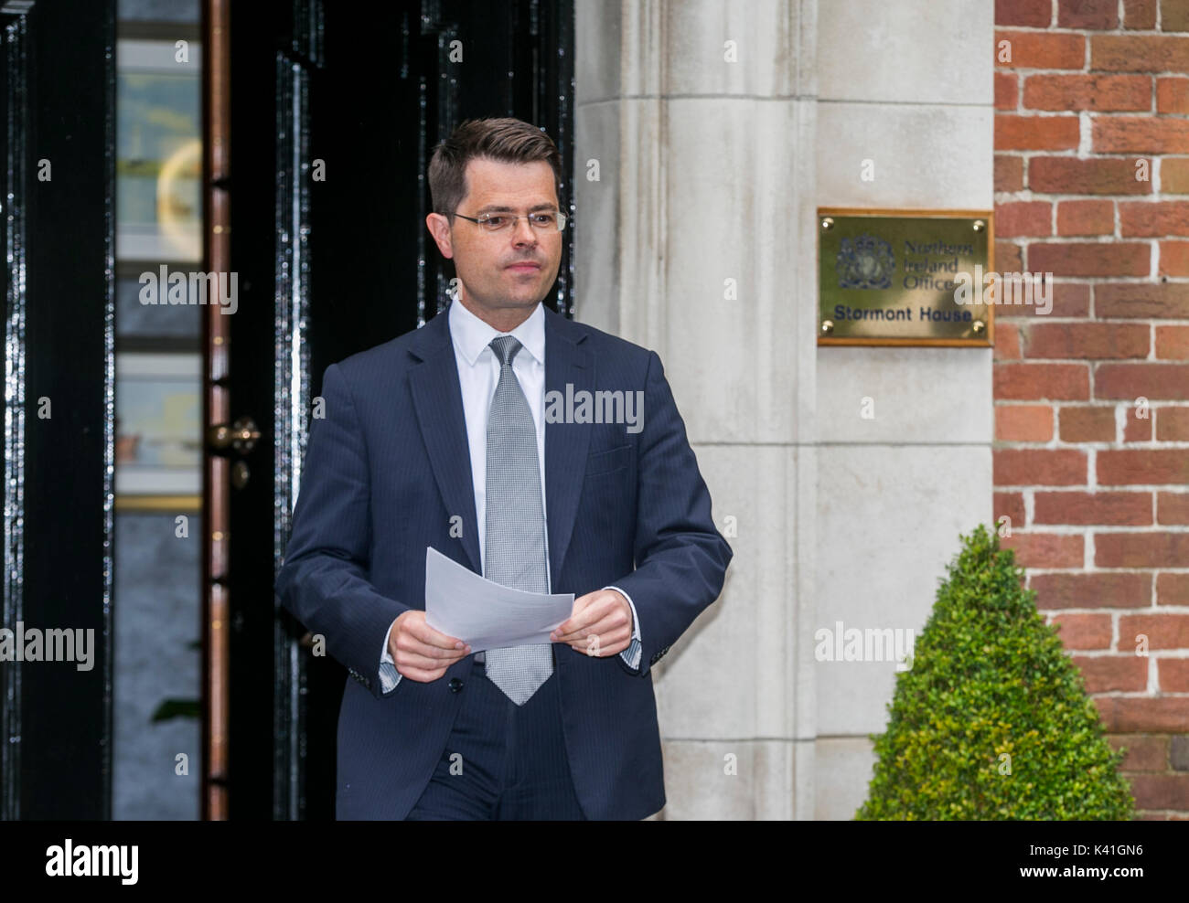 Secretary of State for Northern Ireland James Brokenshire at press ...
