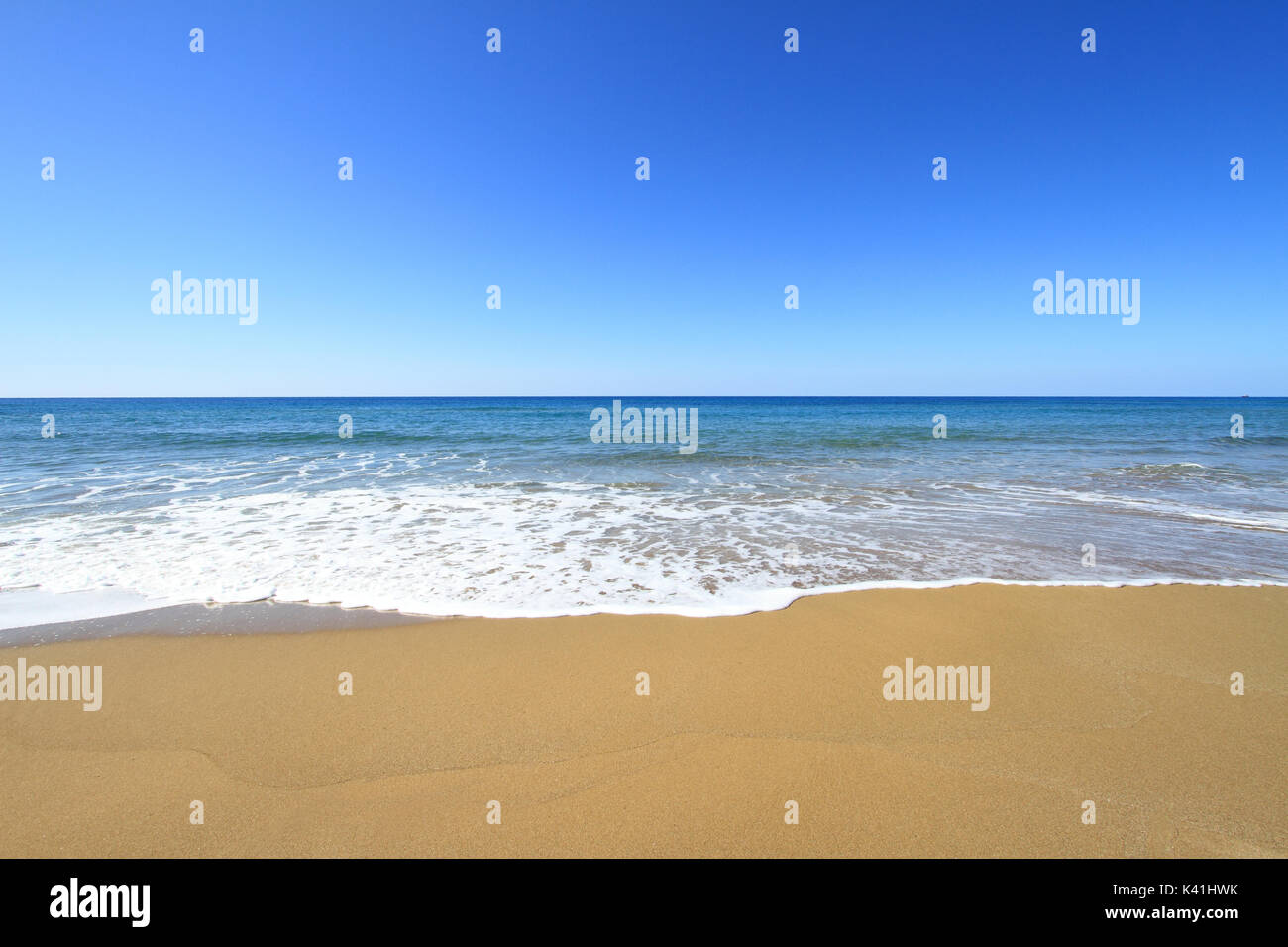 Golden sandy beach and Mediterranean sea Stock Photo - Alamy