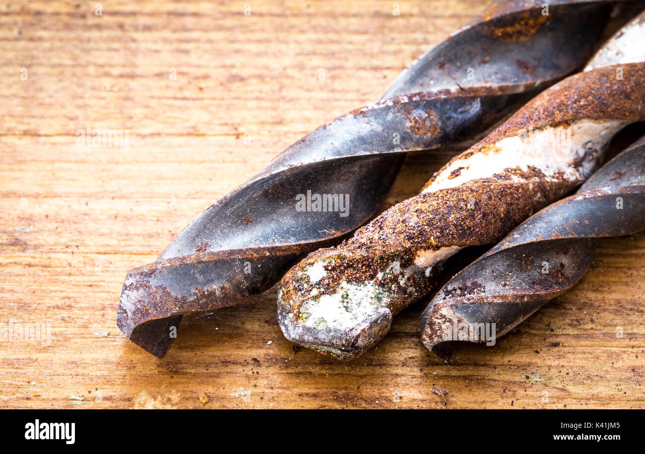 Group of old oxide vintage tools. Drills Stock Photo - Alamy