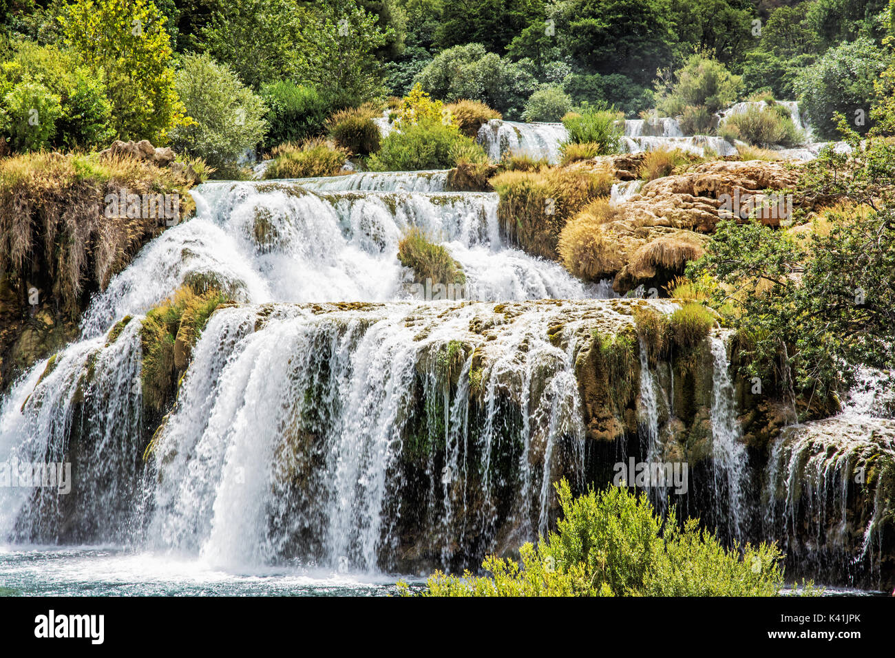 Krka waterfalls. Croatian national park. Beautiful natural scene ...