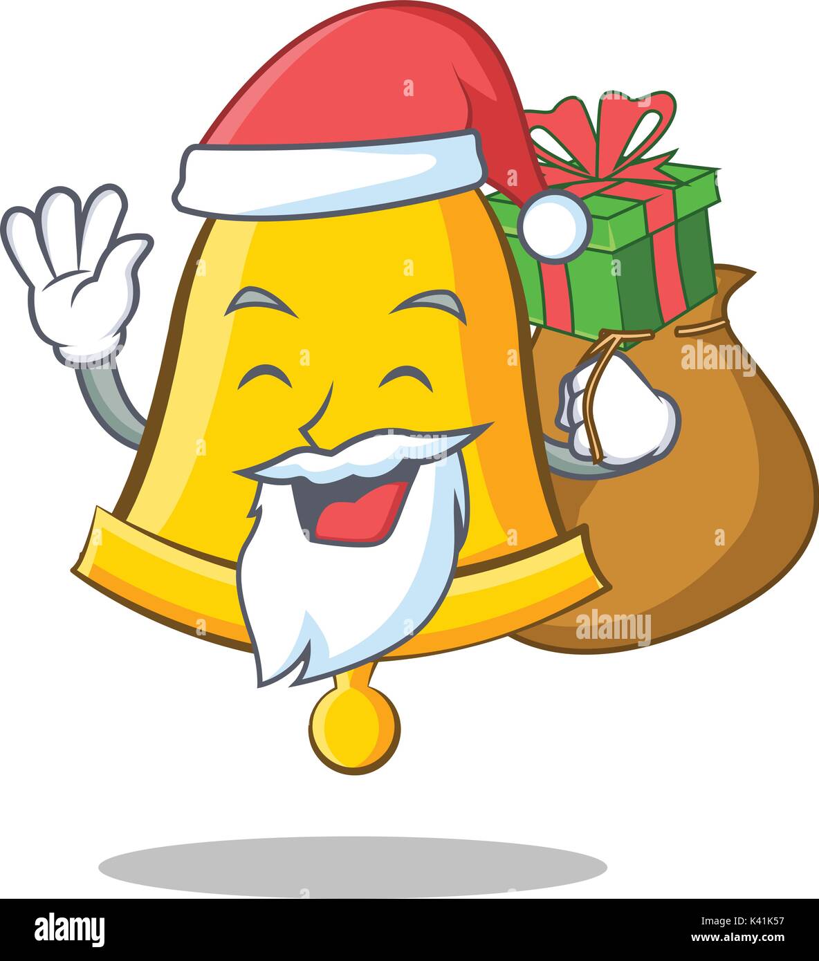 Santa with gift school bell character cartoon Stock Vector Image & Art ...