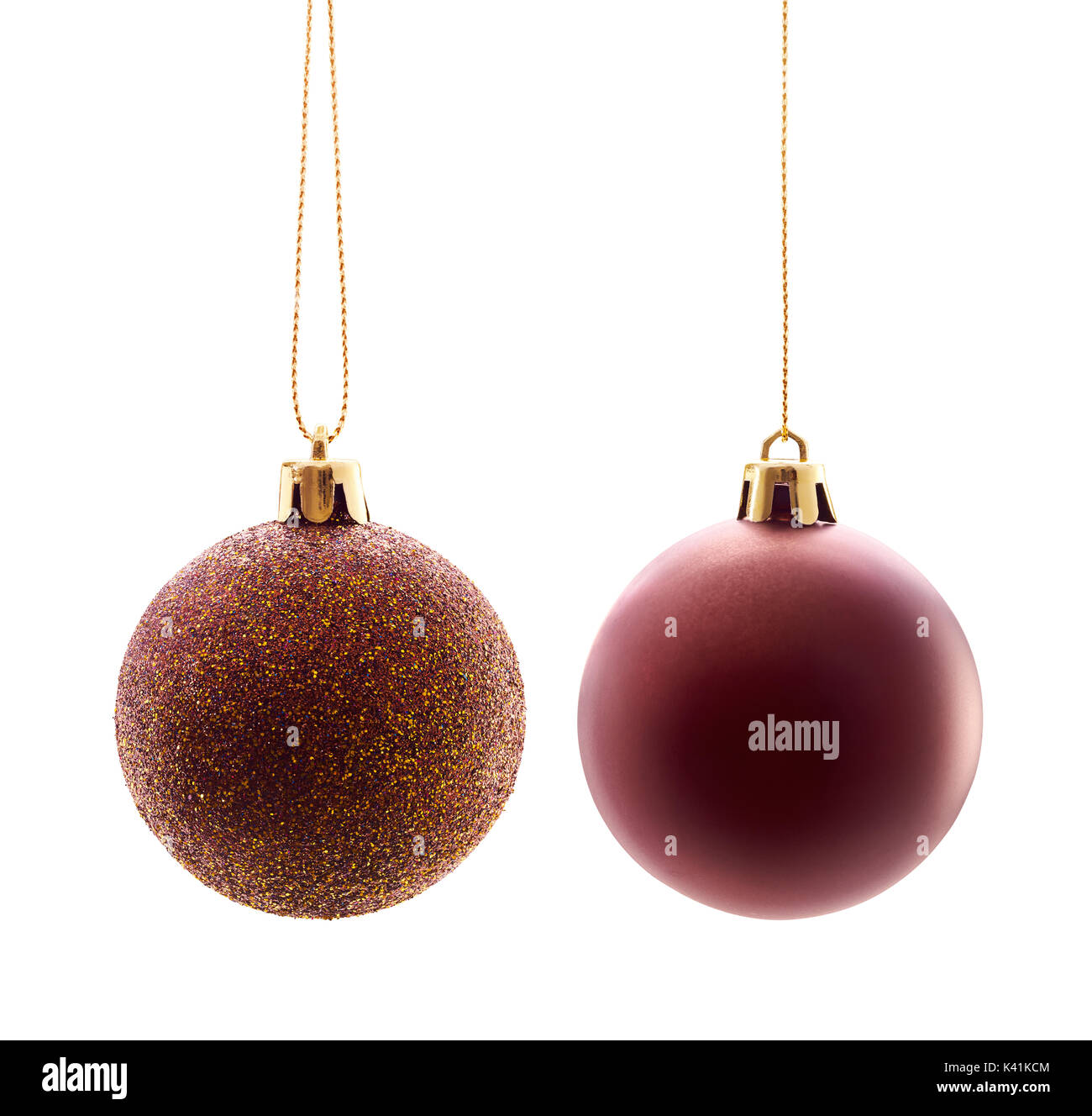 Hanging Christmas Baubles isolated on white background Stock Photo - Alamy