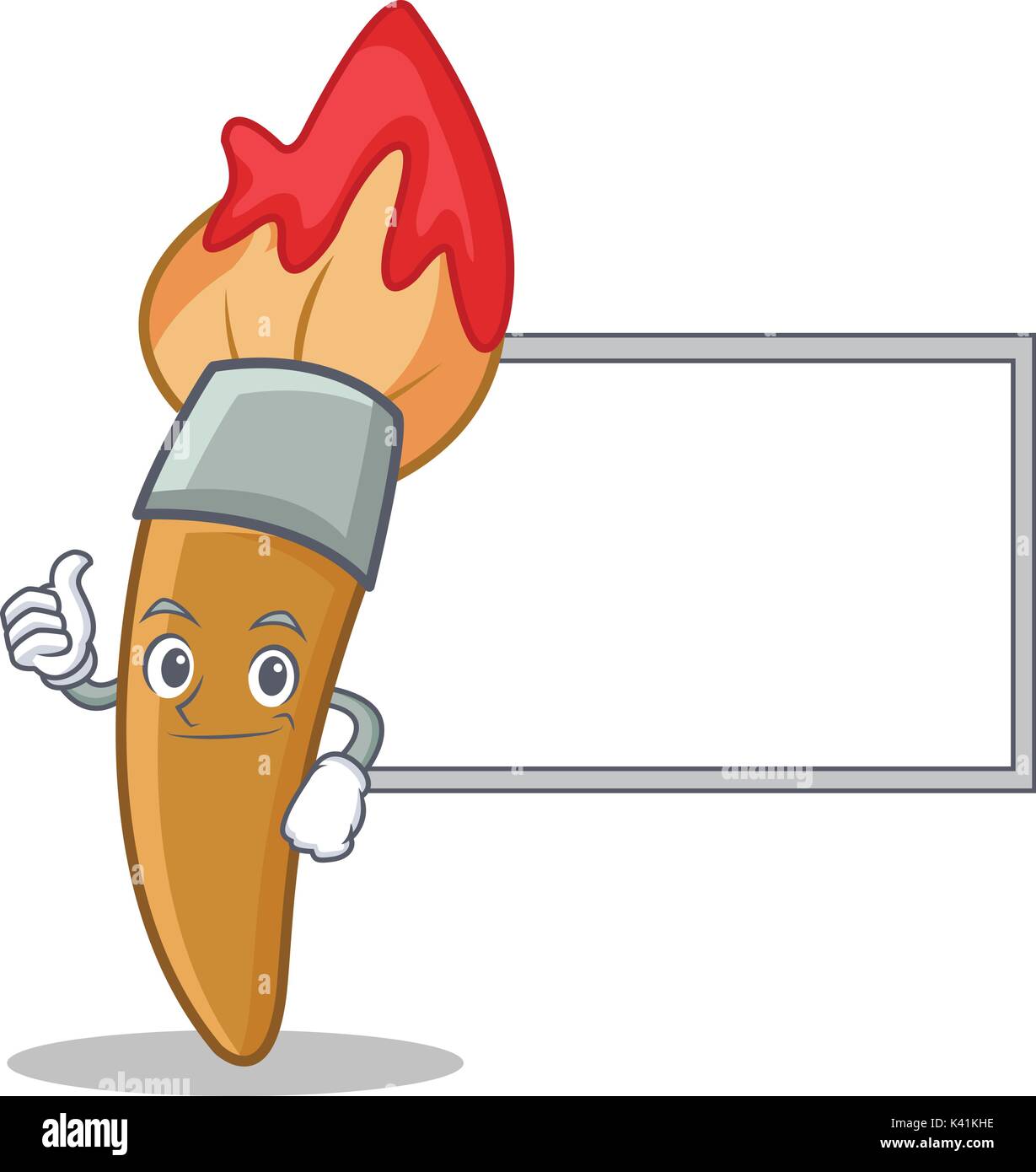 Thumbs up with board paint brush character cartoon Stock Vector Image ...