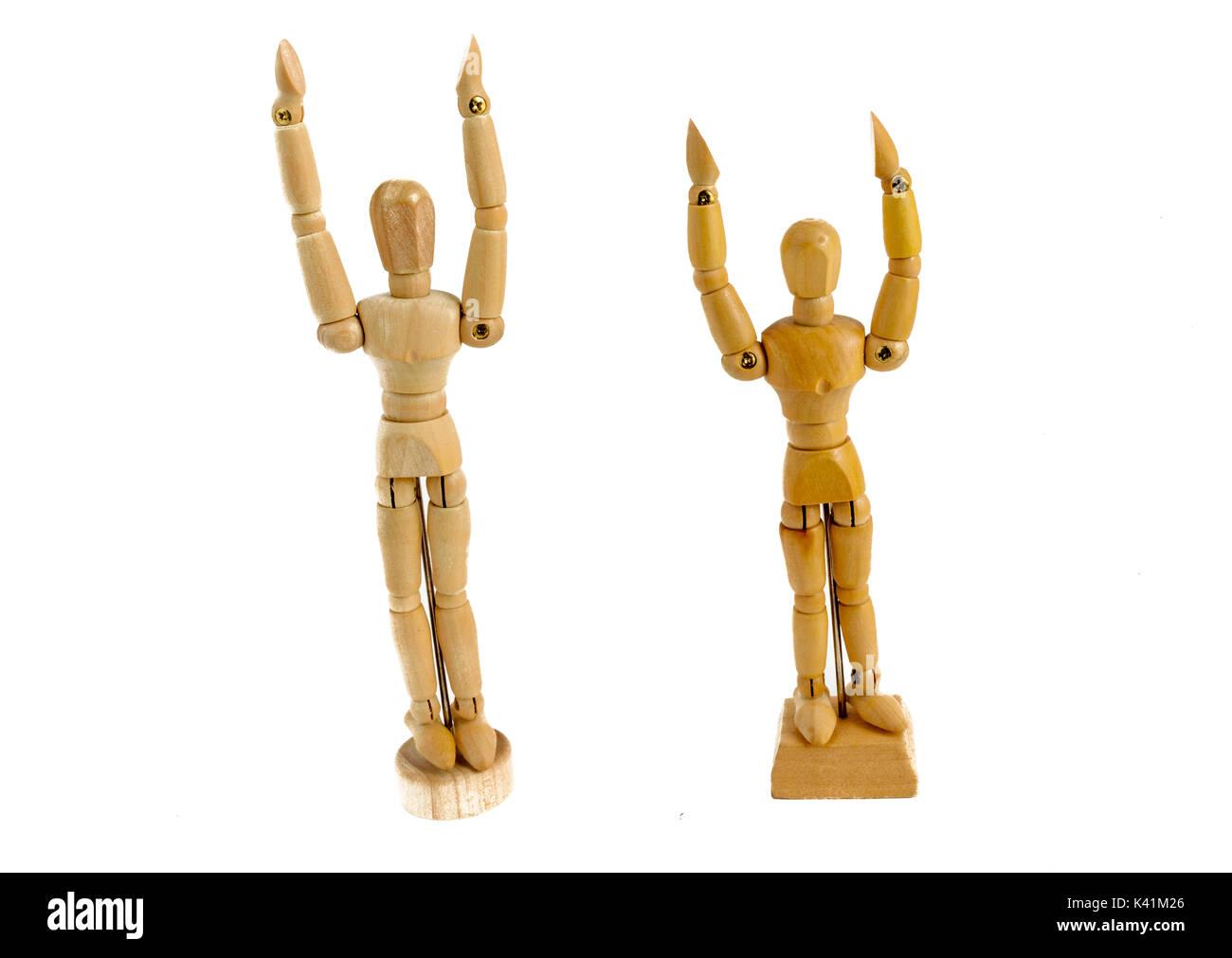 Isolated Drawing Mannequins with Raised Arms Stock Photo - Alamy
