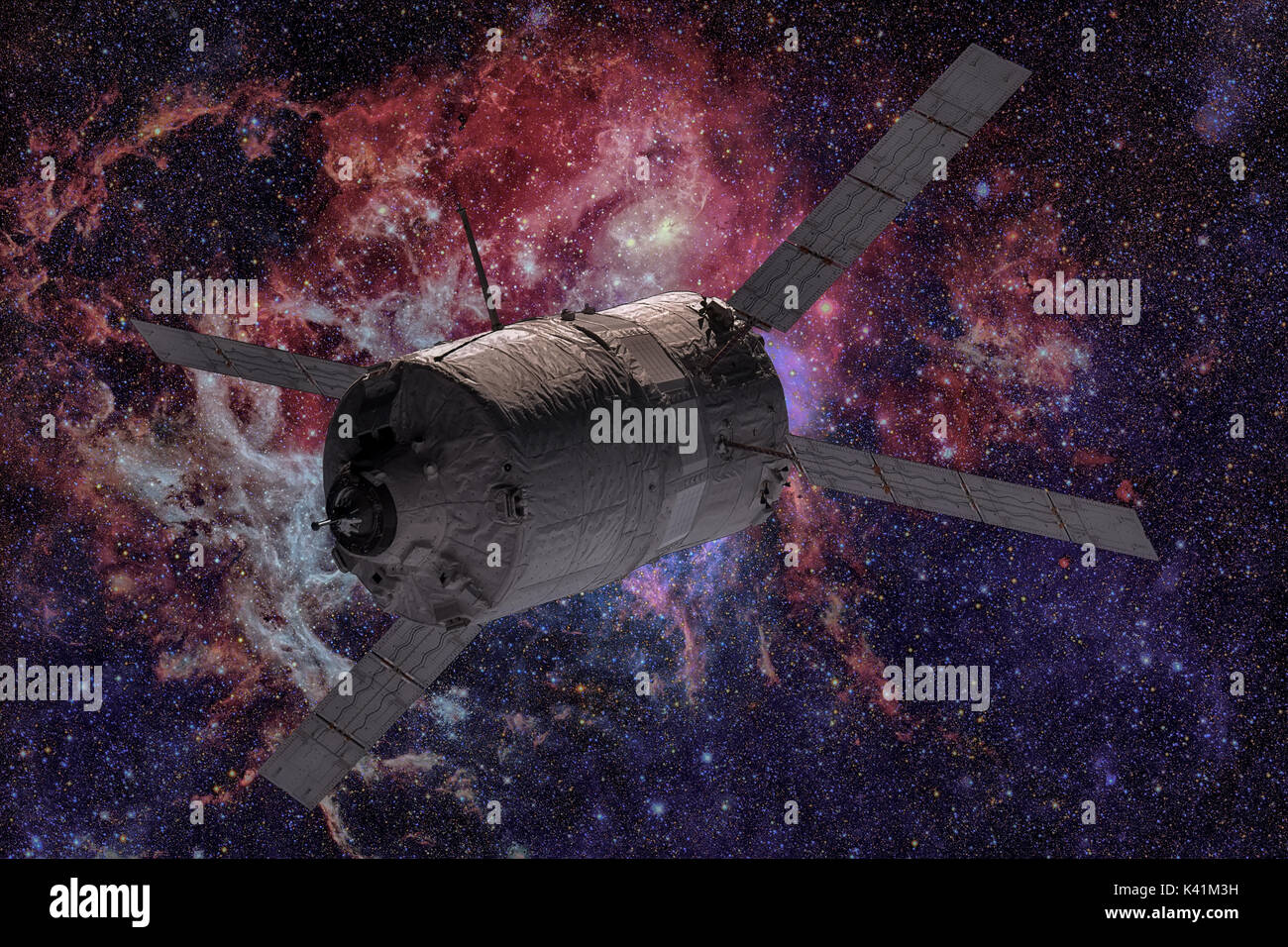 Cargo spacecraft - The Automated Transfer Vehicle over spiral galaxy ...