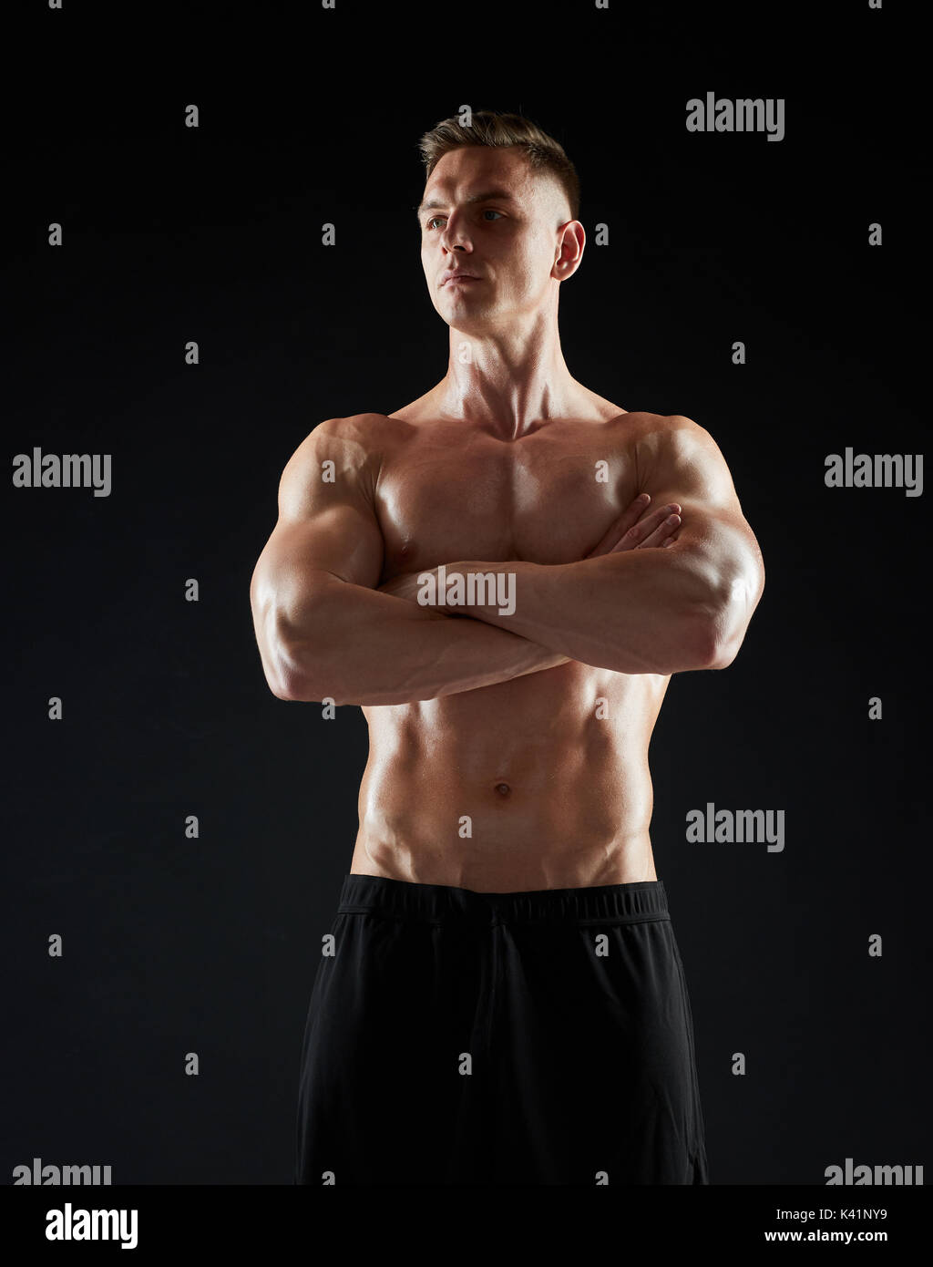 young man or bodybuilder with bare torso Stock Photo - Alamy