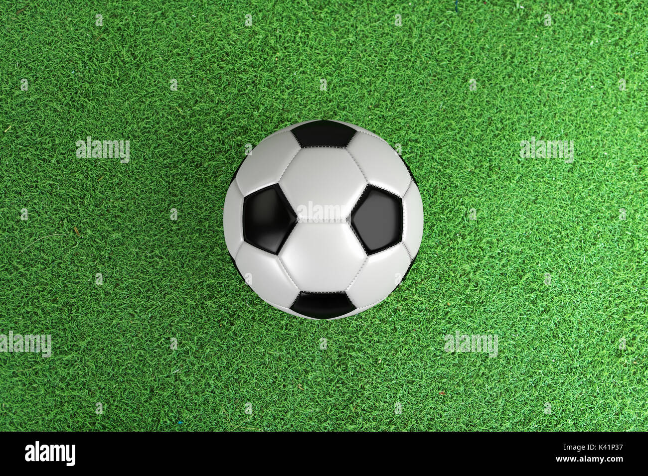 Soccer football on green grass field, Top view,3d Stock Photo - Alamy