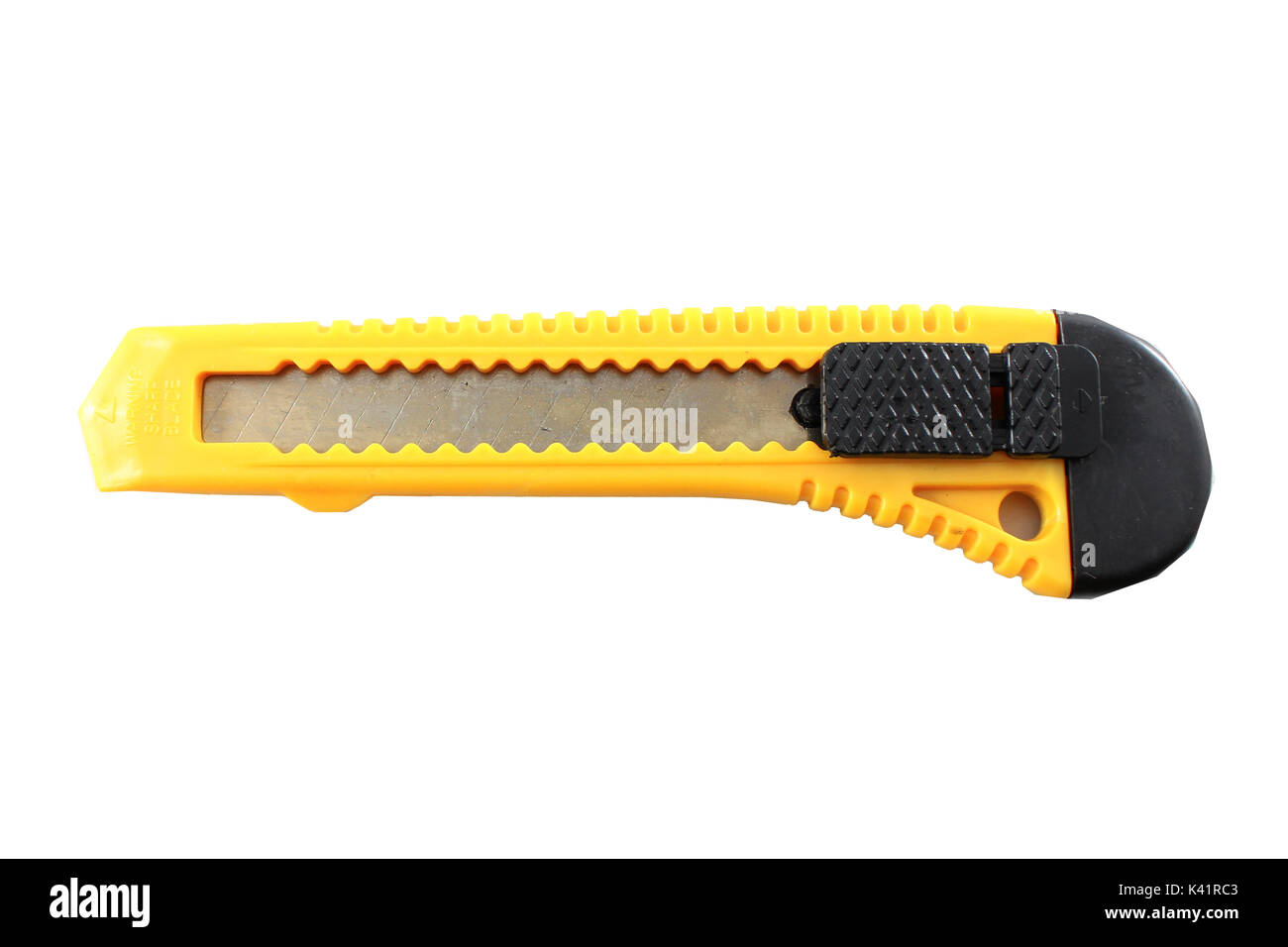 Yellow Knife Cutter Isolated In White Stock Photo - Alamy
