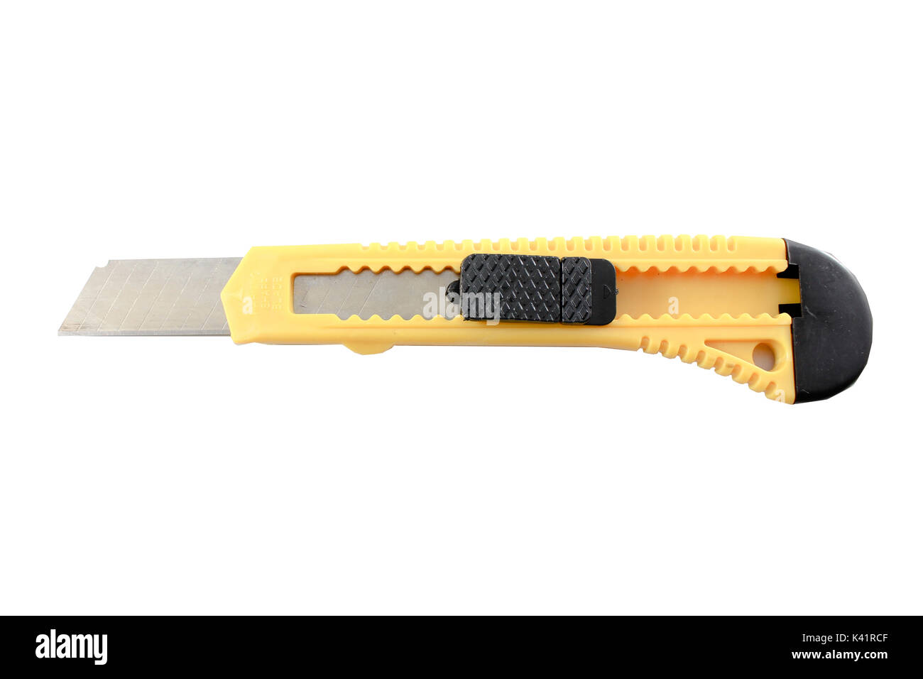 Yellow Knife Cutter Isolated In White Stock Photo - Alamy