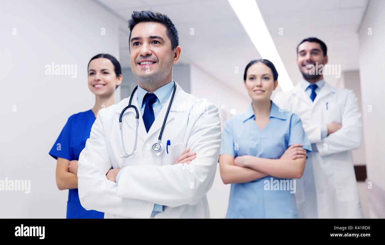 group of happy medics or doctors at hospital Stock Photo - Alamy