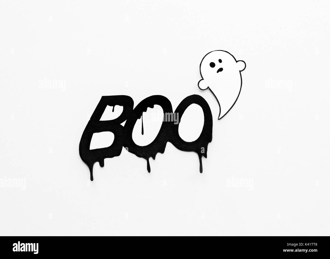ghost doodle and word boo on white background Stock Photo - Alamy