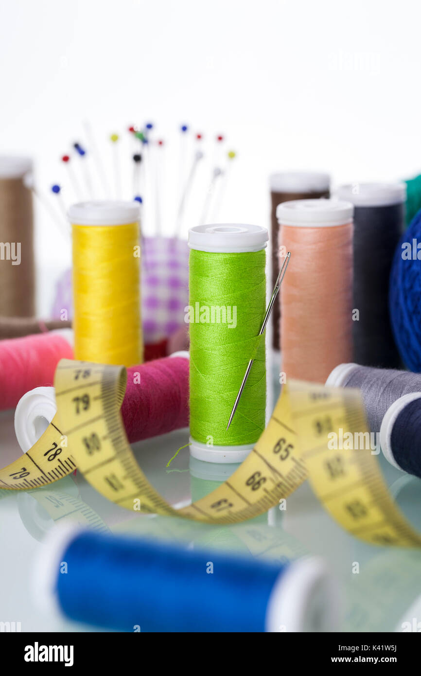 Sewing threads isolated on white background. Studio Shot Stock Photo ...