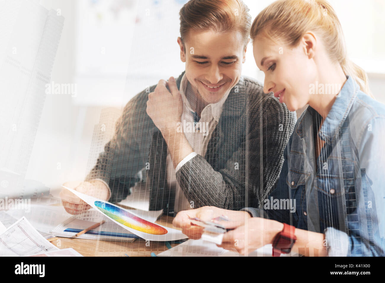 Group designers working color palette hi-res stock photography and ...