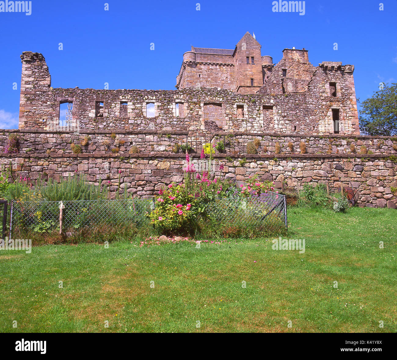 A colourful summertime scene of Castle siituated in picturesque Dollar ...