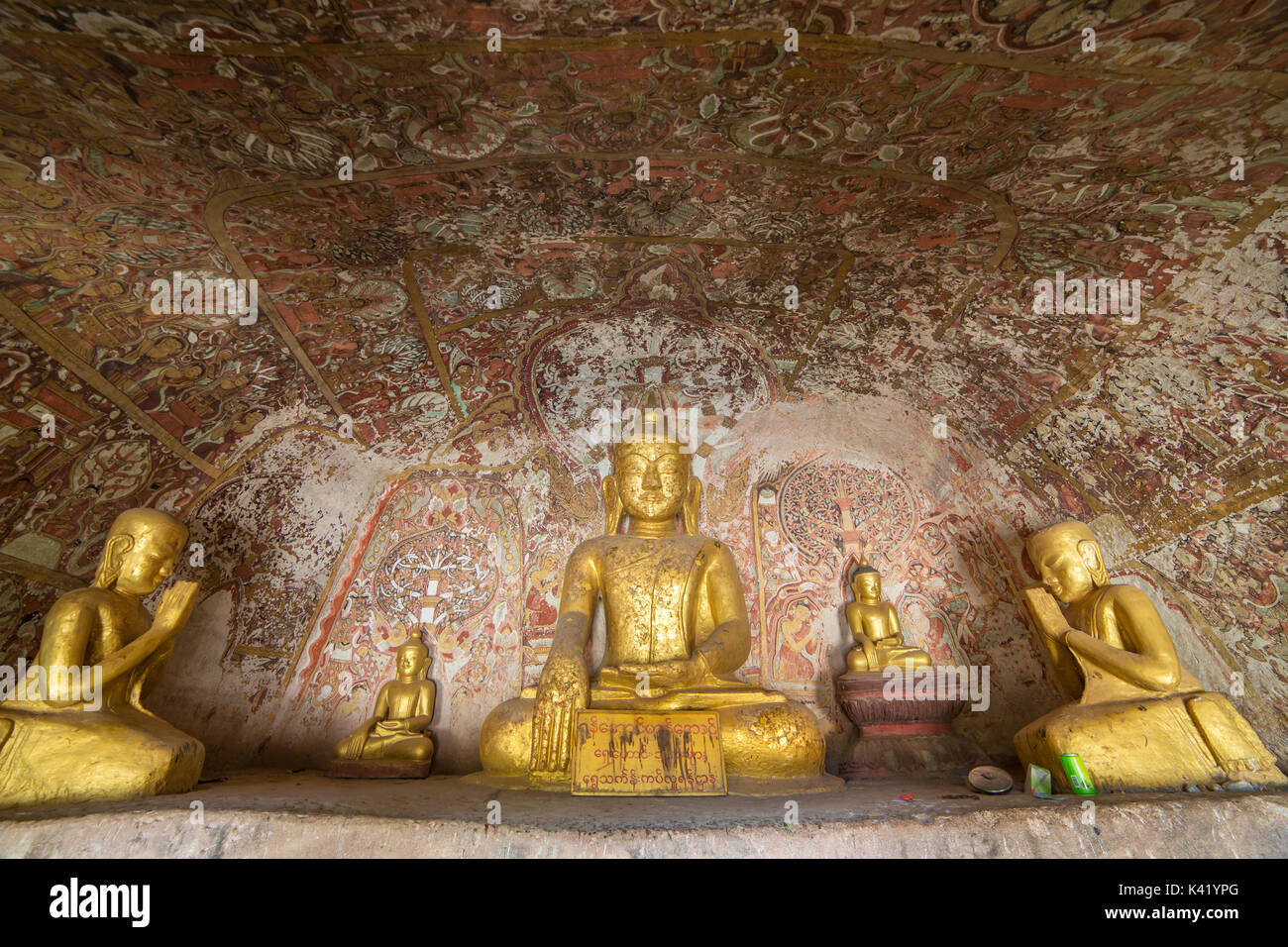 Buddha statues in Pho Win Taung Caves in Monywa, Mandalay Stock Photo ...