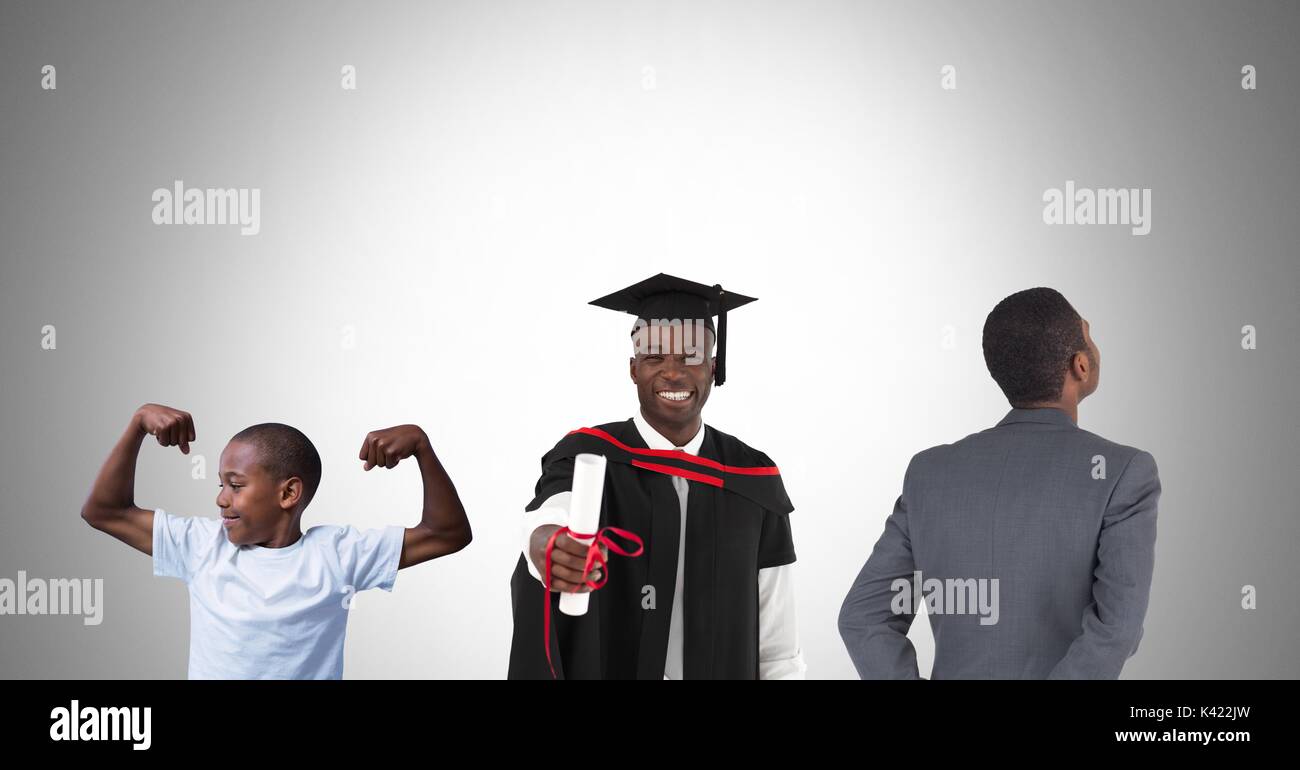Digital composite of men of age generations growing up with education ...