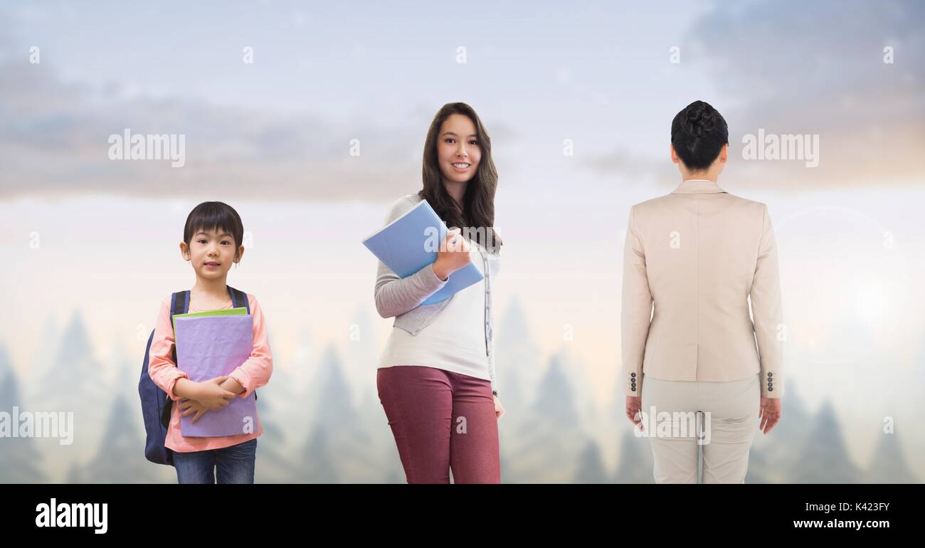 Digital composite of Women of age generations growing up with forest ...