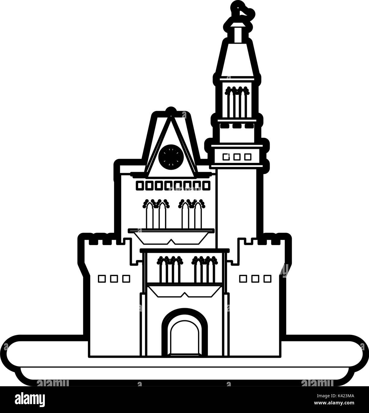 Isolated vector ancient gothic castle Black and White Stock Photos ...