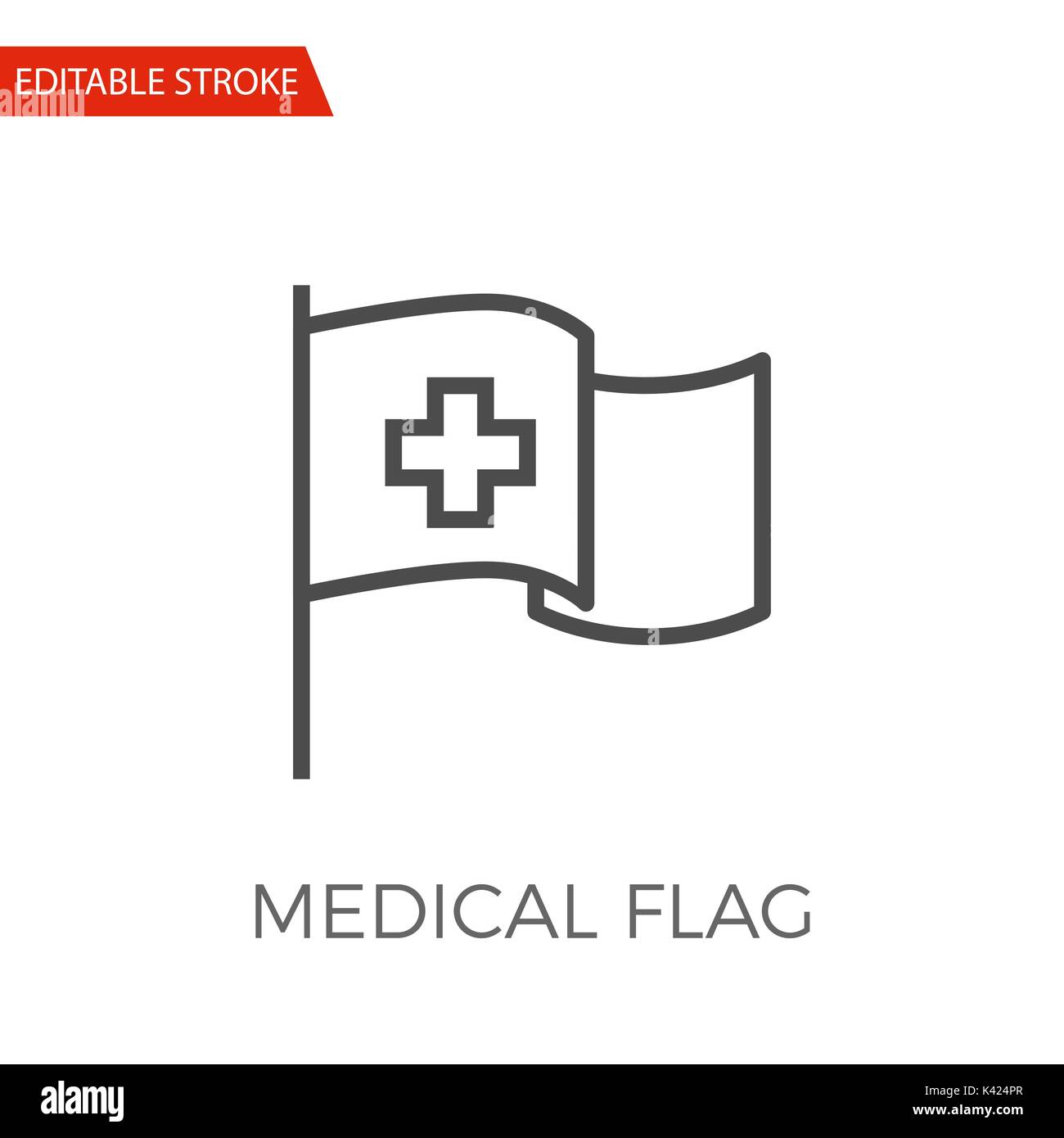 Medical Flag Thin Line Vector Icon. Flat Icon Isolated on the White ...