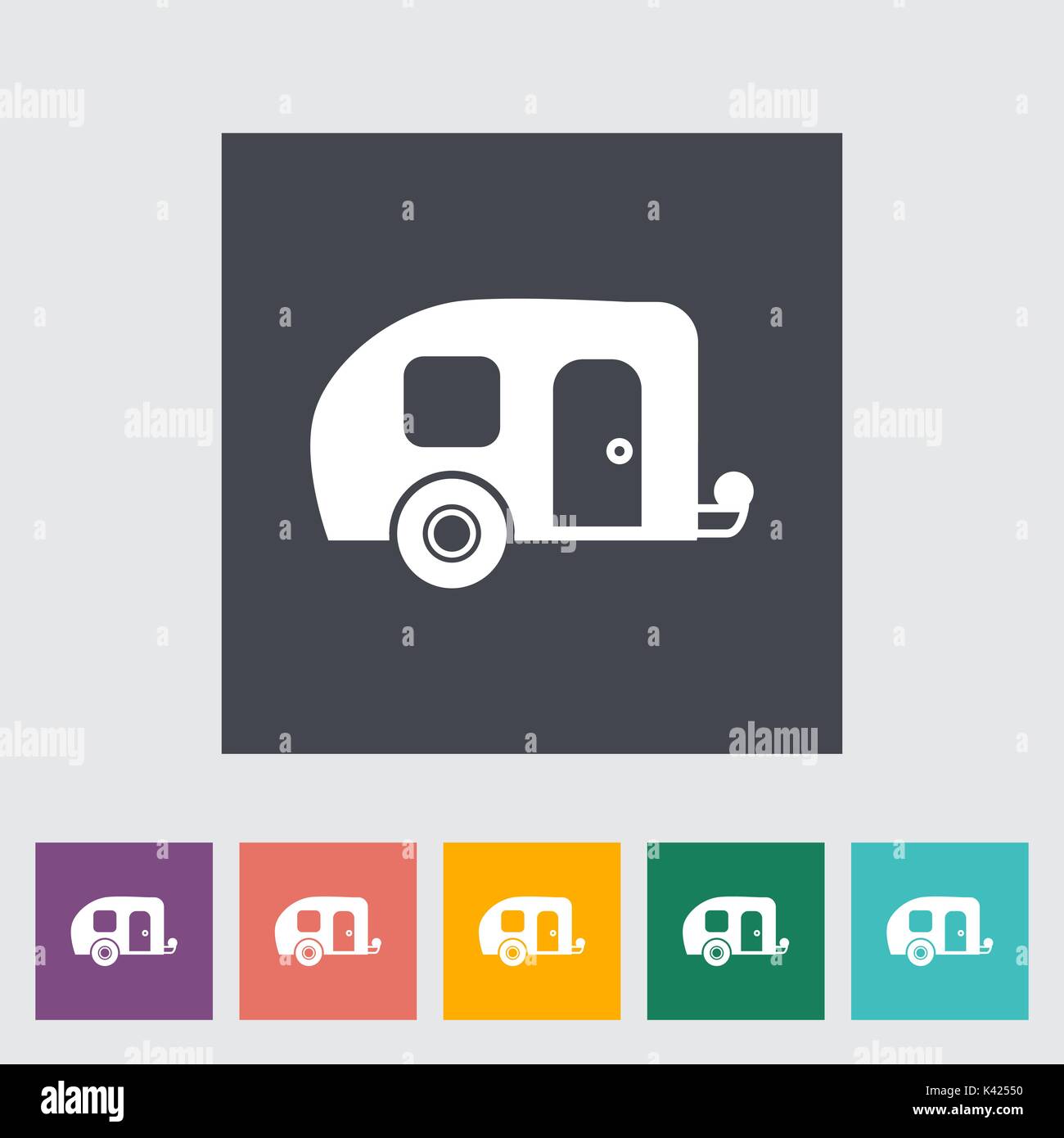 Trailer. Single flat icon on the button. Vector illustration Stock ...