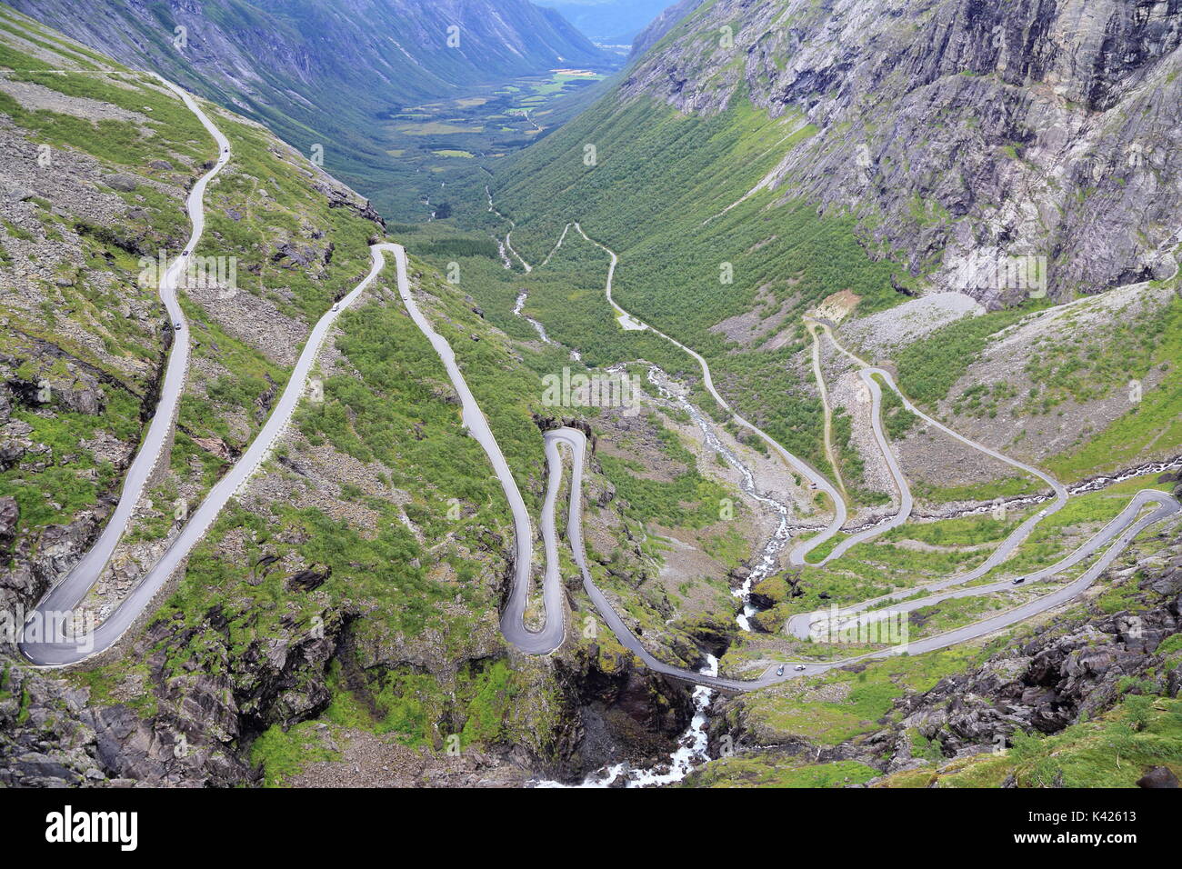 Mountain pass road Trollstigen in Andalsnes, More og Romsdal, Norway ...