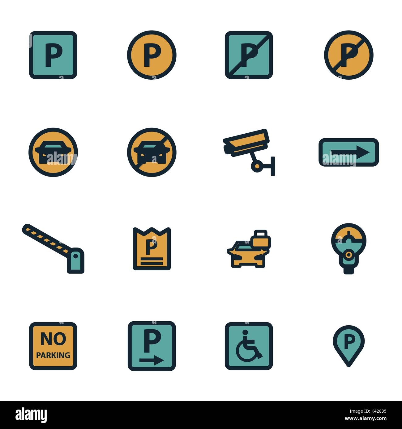 Vector flat parking icons set on white background Stock Vector Image ...