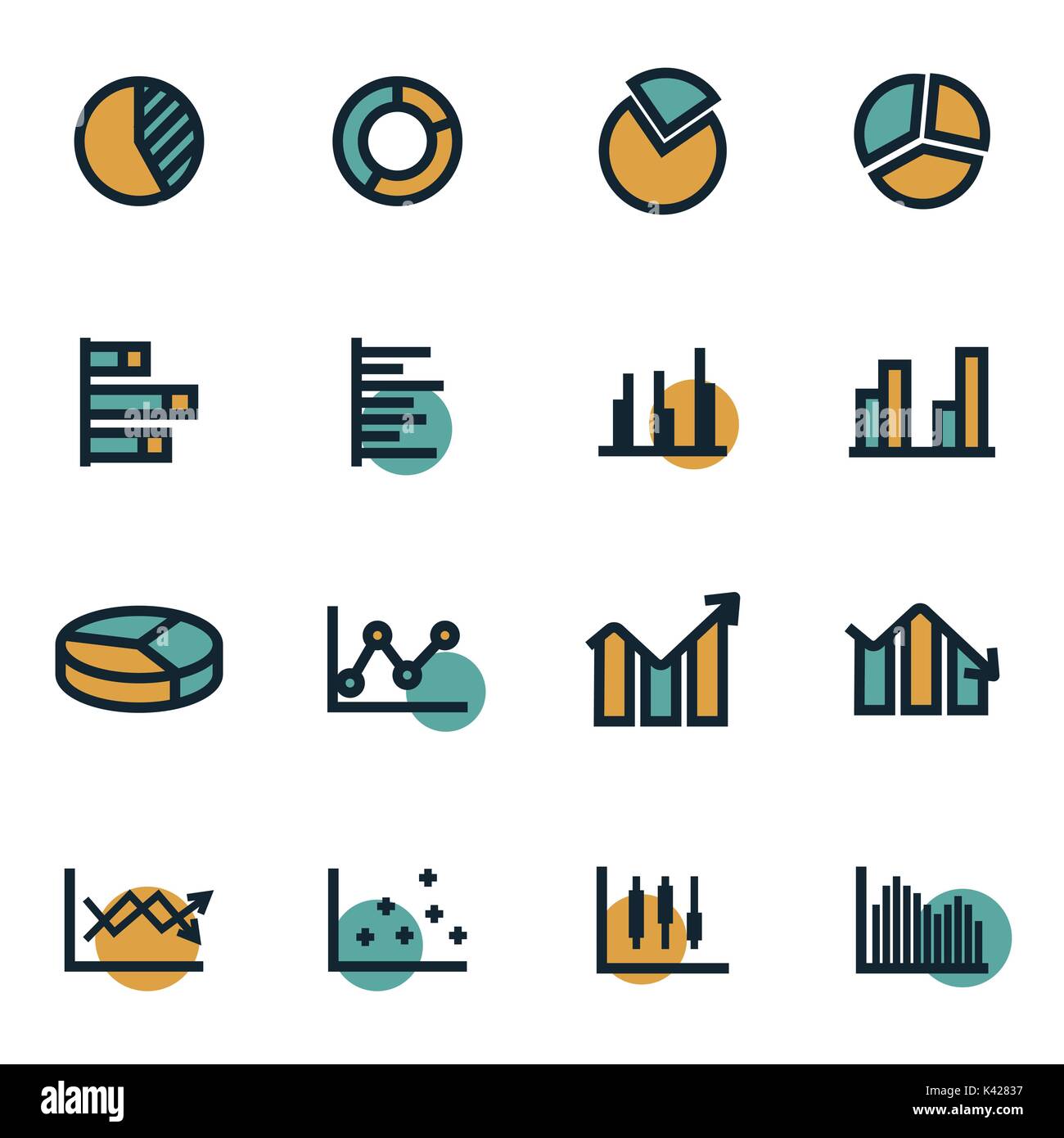 Vector flat pie chart icons set on white background Stock Vector Image ...