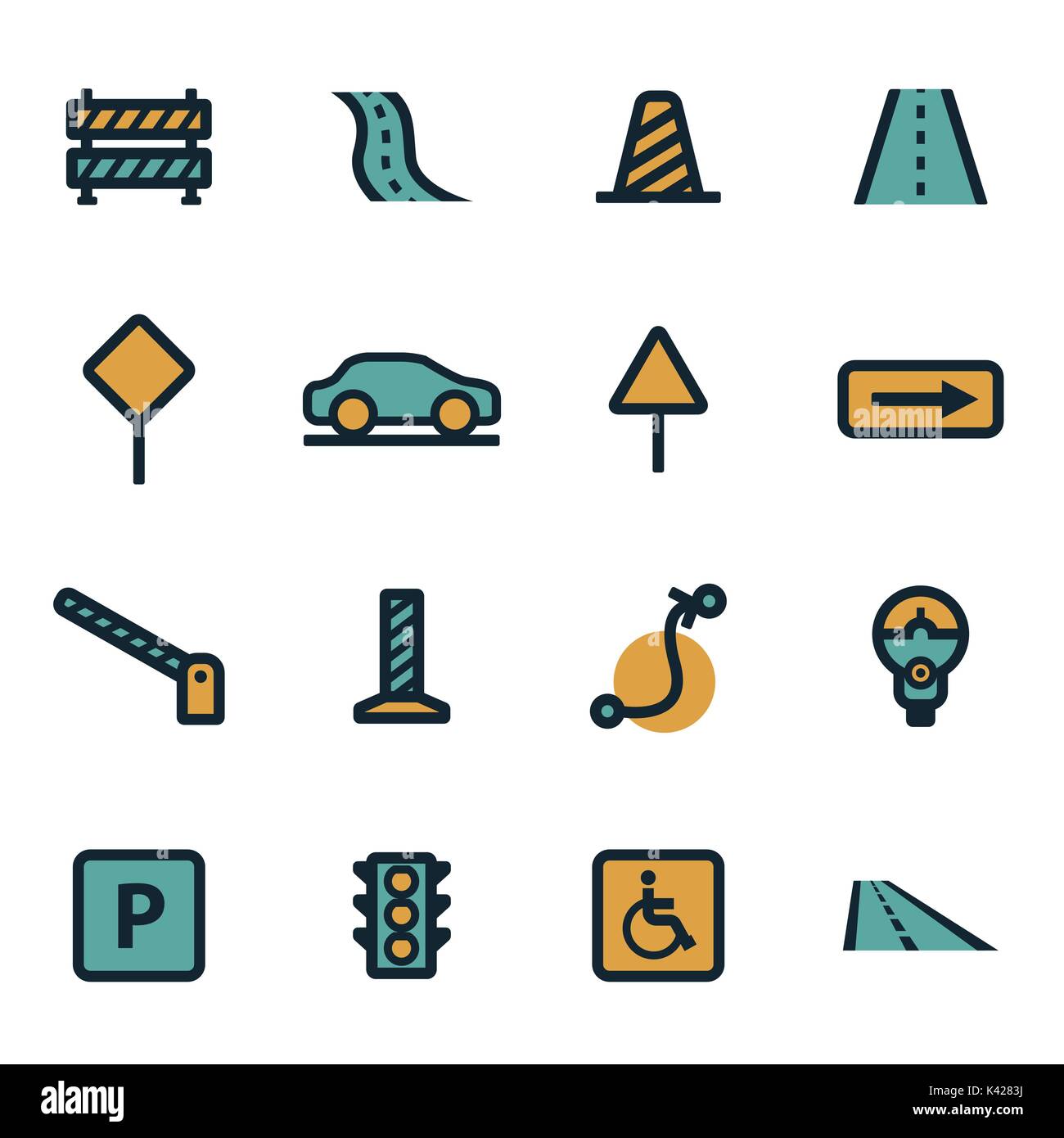 Vector flat road icons set on white background Stock Vector Image & Art ...