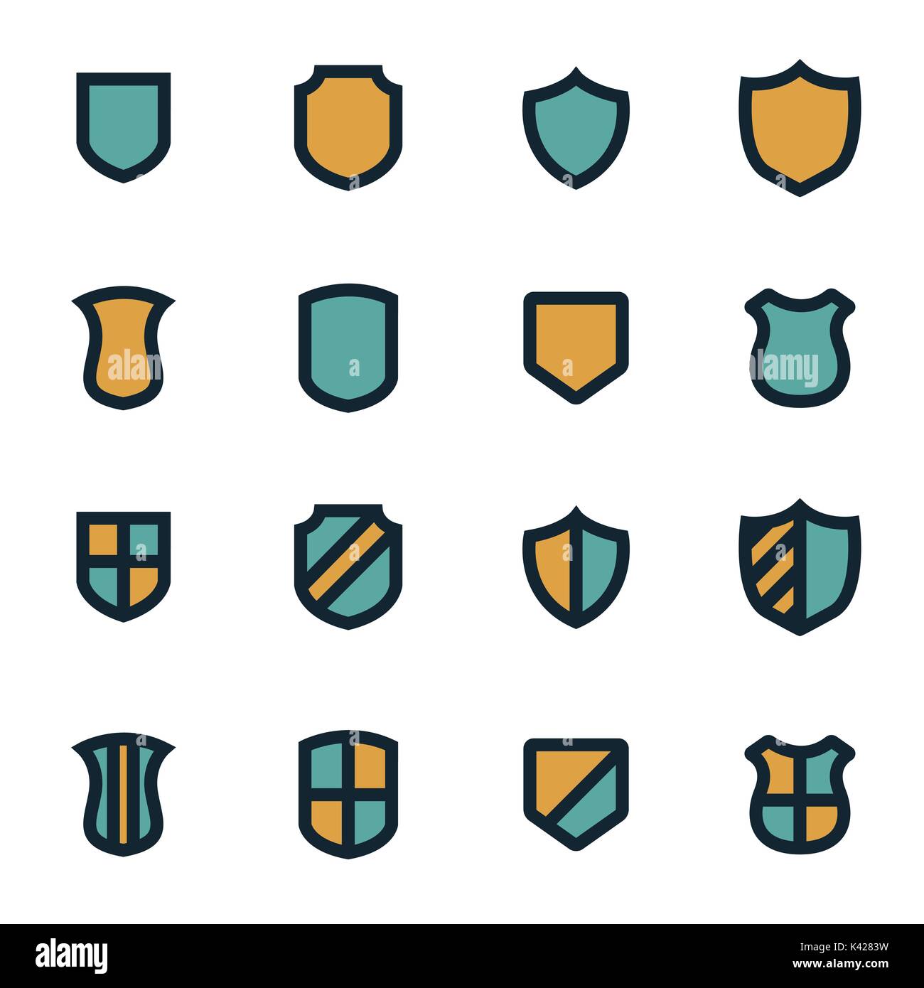 Vector flat shield icons set on white background Stock Vector Image ...